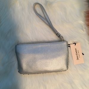 Juicy Couture | Bags | Juicy Couture Silver Sequin Wristlet | Poshmark